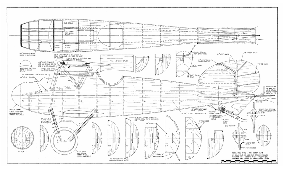 WWI Albatros DVa 71 inch Wing Span, Giant RC Model Digital PDF Plans | eBay