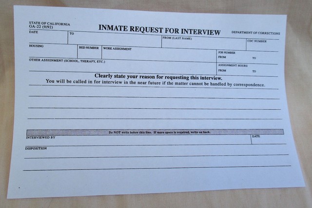 CDCR California State Prison GA-22 INMATE REQUEST FOR INTERVIEW | eBay