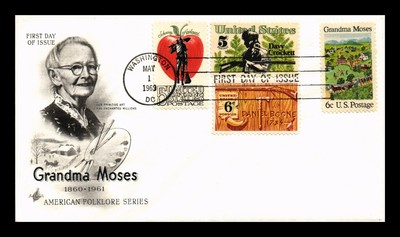 DR JIM STAMPS US COVER GRANDMA MOSES AMERICAN FOLKLORE FDC COMBO ...