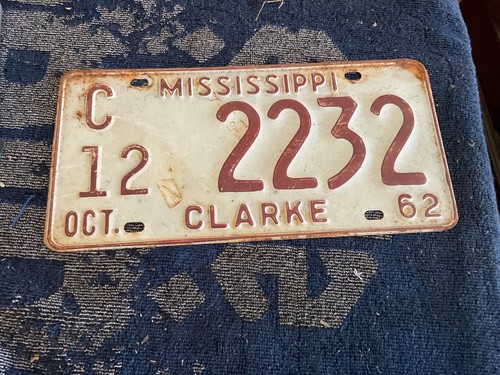 1962 Mississippi License Plate C 12 2232 Clarke County | eBay