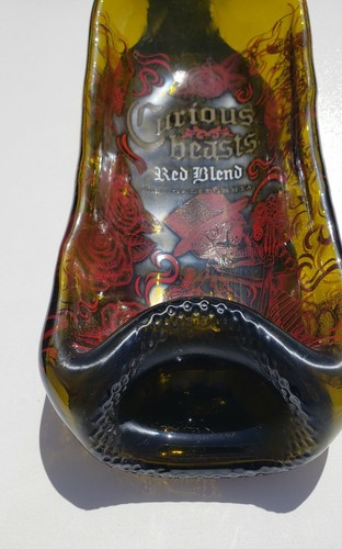 Curious Beasts Wine Bottle Bowl Dark Glass Handmade Unique Creation | eBay