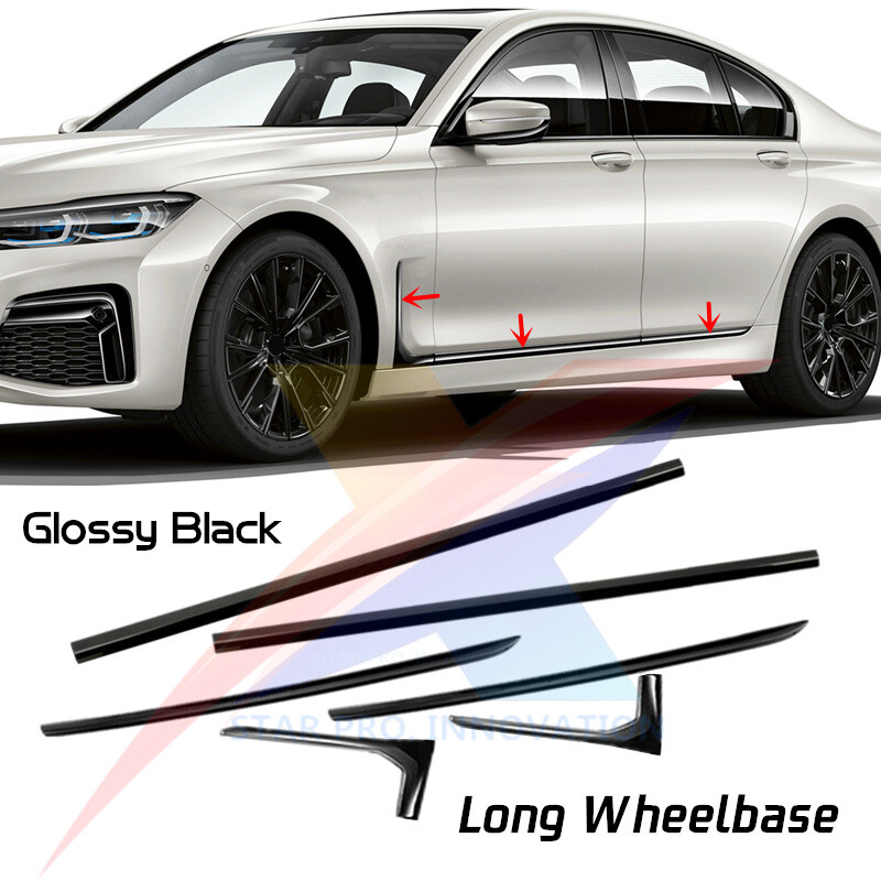 *For BWM G12 7-Series LWB 2020-2022 6PCS Shiny Black Car Door Molding ...