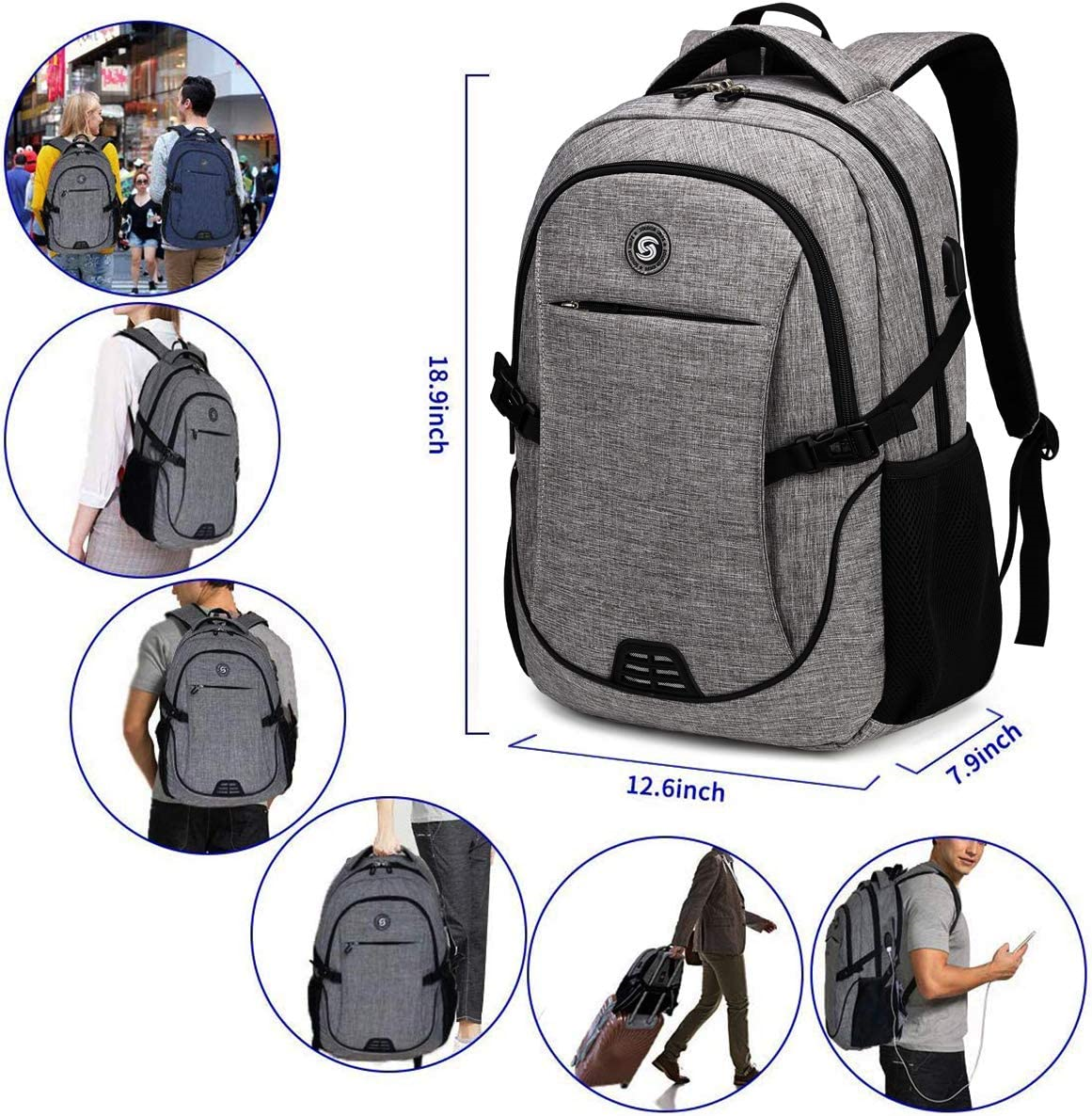 SHRRADOO Anti Theft Laptop Backpack Travel Backpacks Bookbag Assorted ...