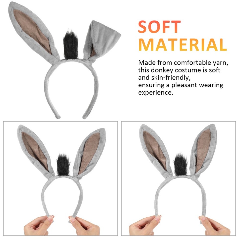 Grey Donkey Set Costume Kid Outfit Cosplay Ears Headband Clothing ...