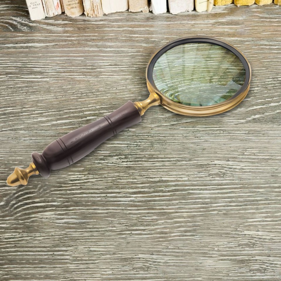 Decorative Dark Wood Handle Magnifying Glass - Antique Style Reading ...