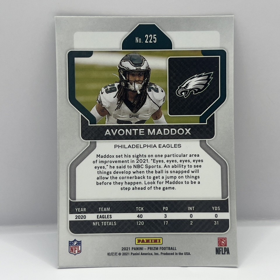 2021 Panini Prizm Football Avonte Maddox Base #225 Philadelphia Eagles ...