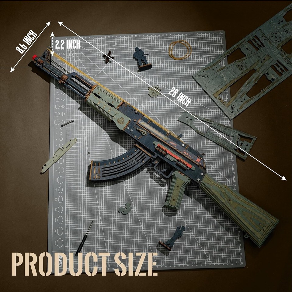 ROK 3D Wooden Puzzle Toy Rifle Gun Model Kits with Rubber Bands for ...