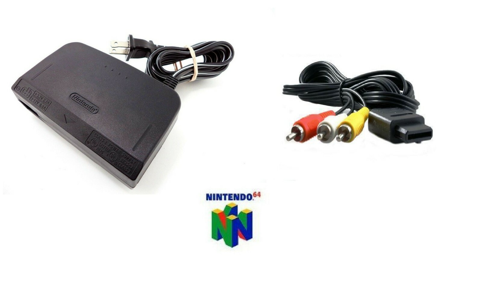 Nintendo 64 Power Supply AC Adapter Original Charger Cable + Generic AV ...
