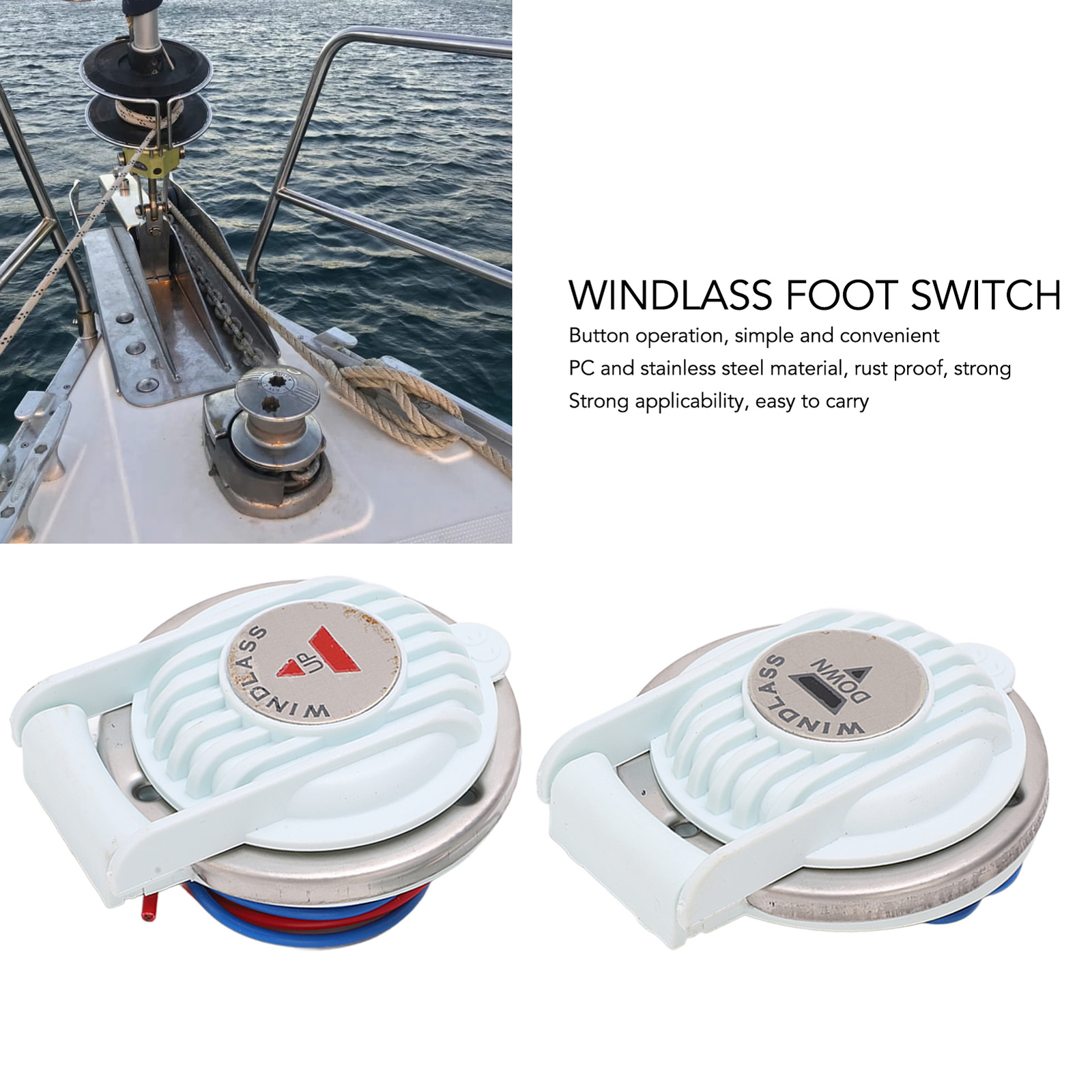 2PCS Windlass Foot Switch Rust Proof Windlass Up and Down Foot Switches ...