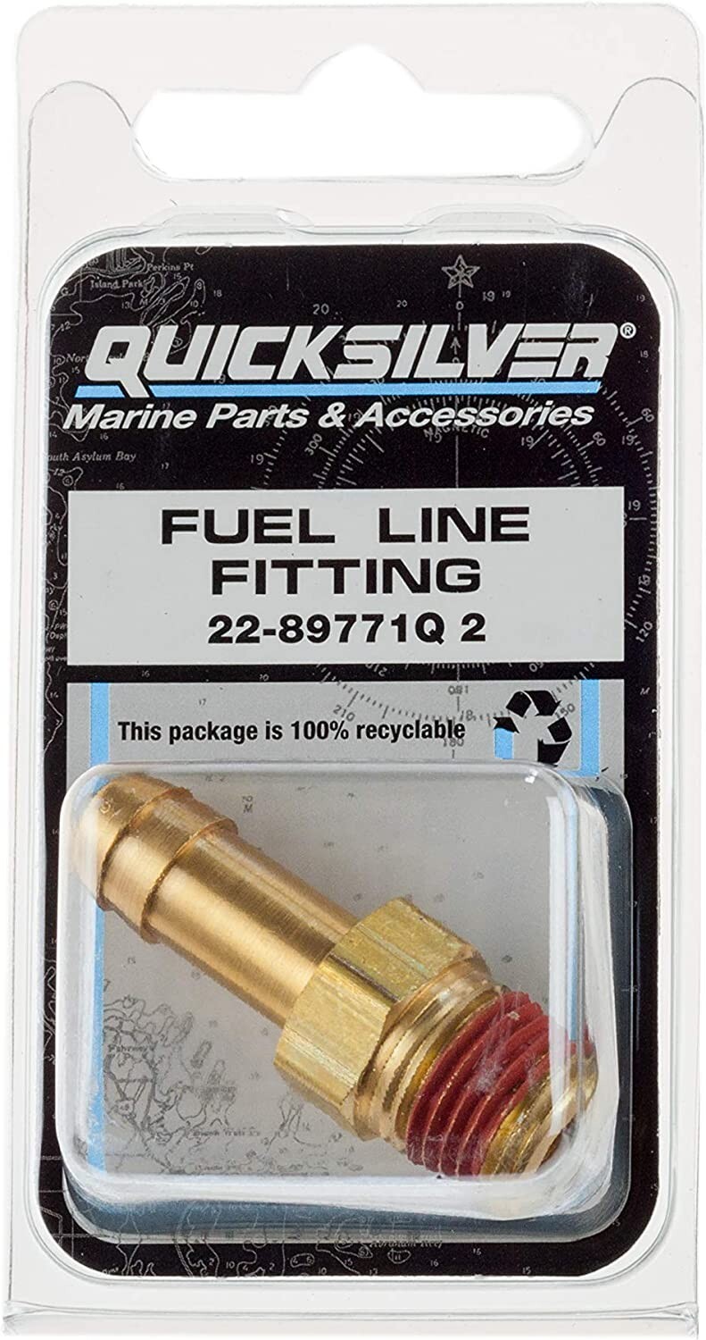 GENUINE QUICKSILVER MERCURY BRASS 1/4" NPT thread and hose barb for 5/ ...