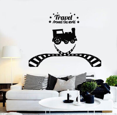 Wall Vinyl Sticker Decal Steam Train Locomotive Rail Transport Travel ...