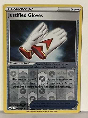 Justified Gloves Reverse Holo 143/198 SWSH06: Chilling Reign NM Pokemon ...