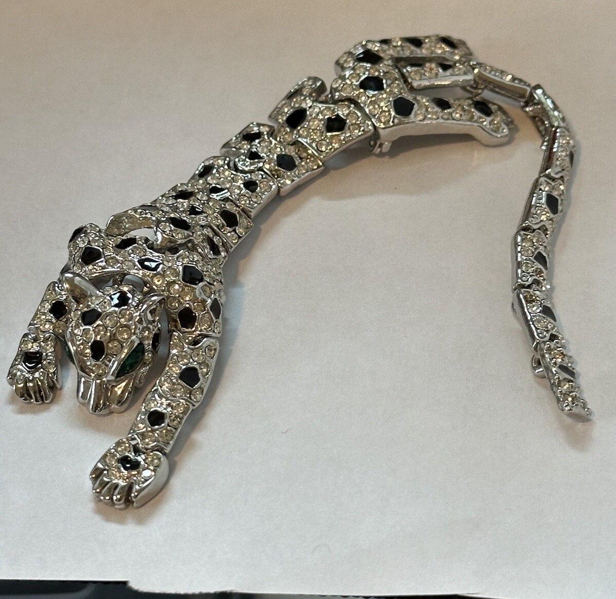 LARGE 8” ARTICULATED LEOPARD SHOULDER BROOCH/PIN- COS… - Gem