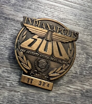 1992 Indianapolis 500 Bronze Pit Badge #TT 324 Cadillac Pace Car | eBay
