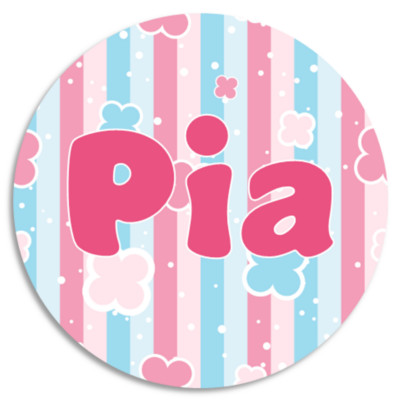 Pia - Circle Sticker Decal 3 Inch - Name Tag Water Bottle School ...