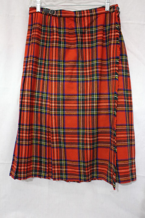 LAIRD PORTCH Of Scotland Pure Wool Red Plaid/Tartan Kilt Skirt Size S ...