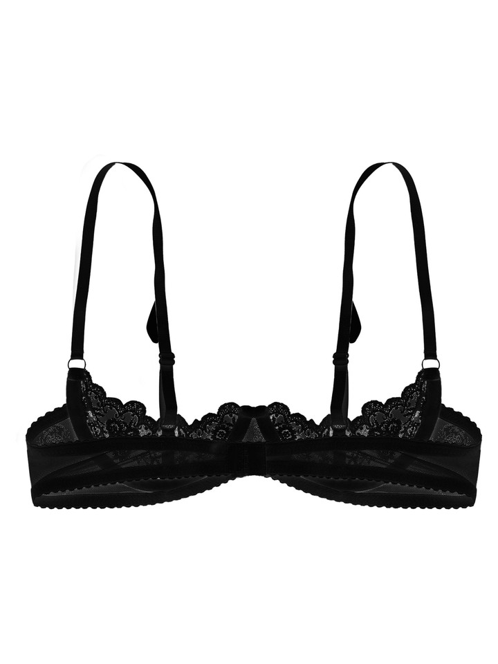 US Women 1/4 Cups Lace Bra Bralette Sheer Top Push Up Underwire Sexy ...
