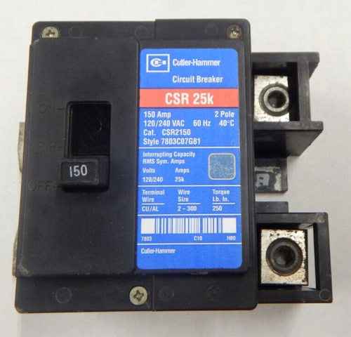 Eaton / Cutler Hammer CSR2150 Main Breaker 2 Pole 150 Amp 120/240v 25kA ...