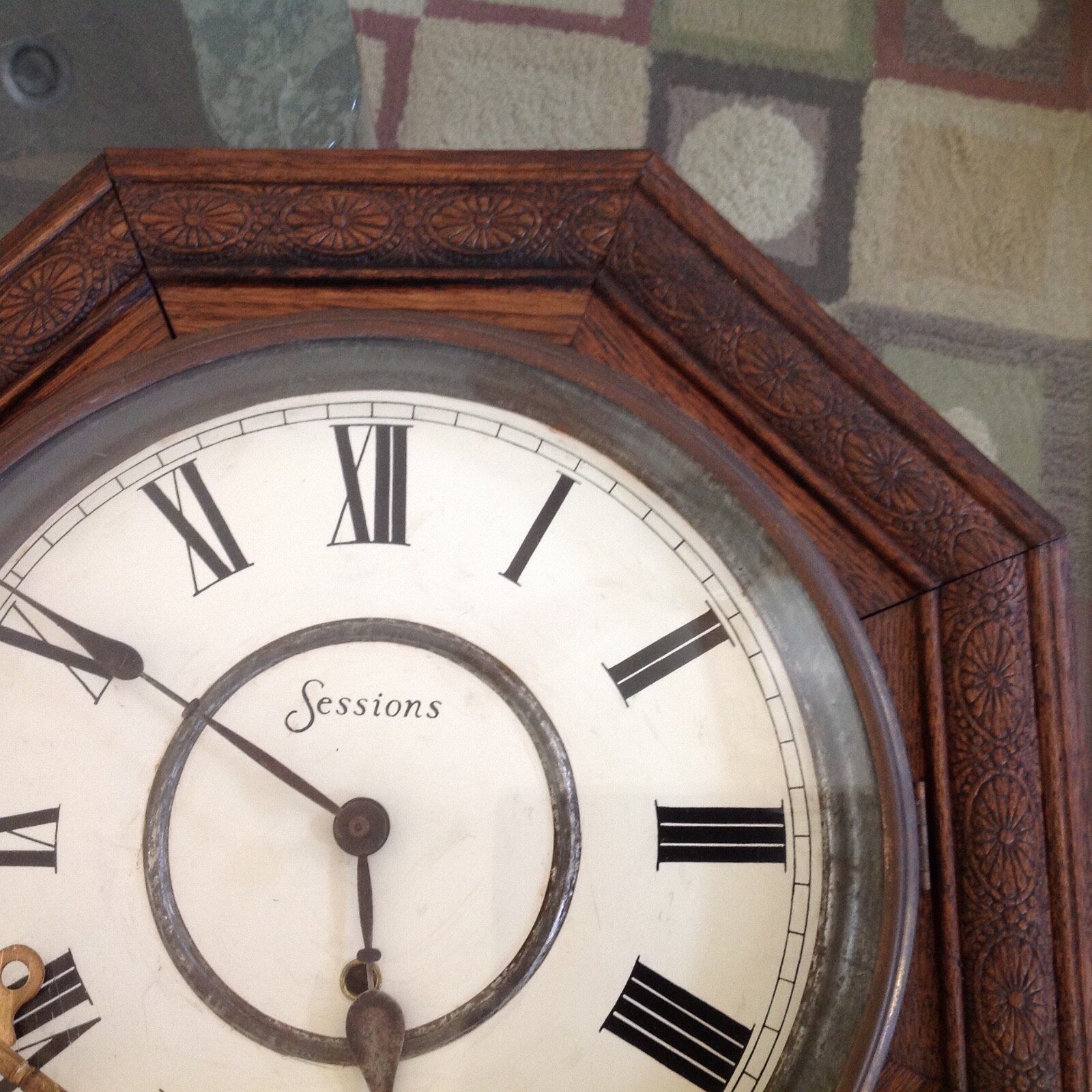 SESSIONS OCTAGON SCHOOL HOUSE WALL CLOCK W/ KEY | eBay