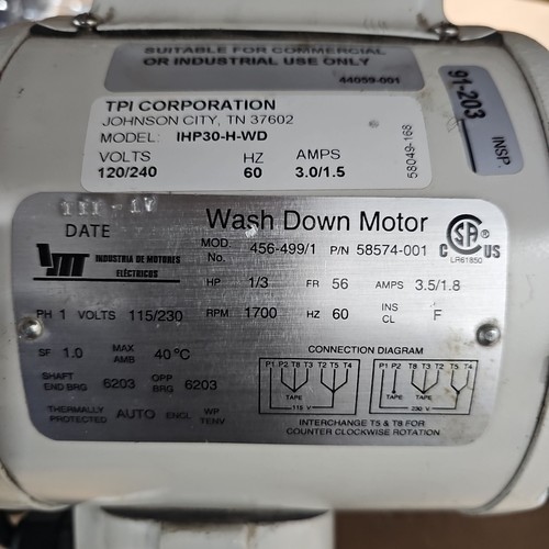 TPI IHP30HWD 30" 1-Speed Industrial Assembled Circulator Fan (MOTOR ...