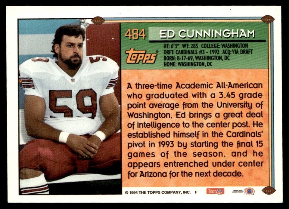 1994 Topps Ed Cunningham Arizona Cardinals #484 | eBay
