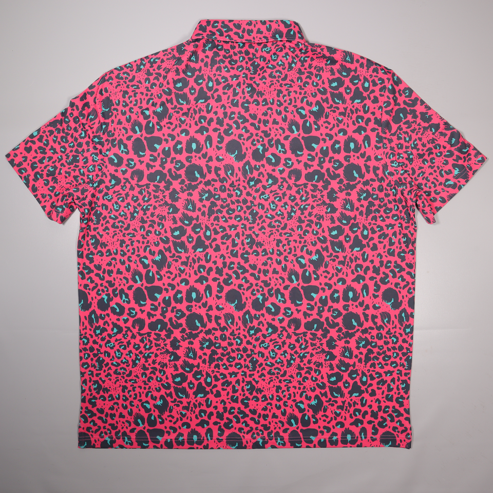 Sunday Swagger Performance Polo Golf Shirt Leopard Animal Print Men's ...