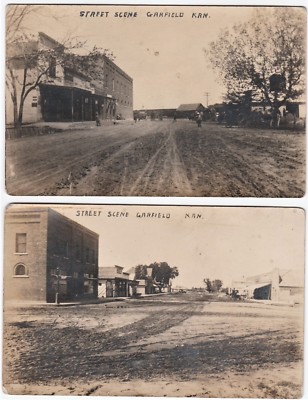 RARE 2 Real Photos - Street Scenes - Garfield Kansas KS - ca 1908 RPPC ...