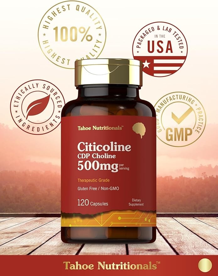 Citicoline 500mg | 120 Capsules | CDP Choline Supplement | by Tahoe ...
