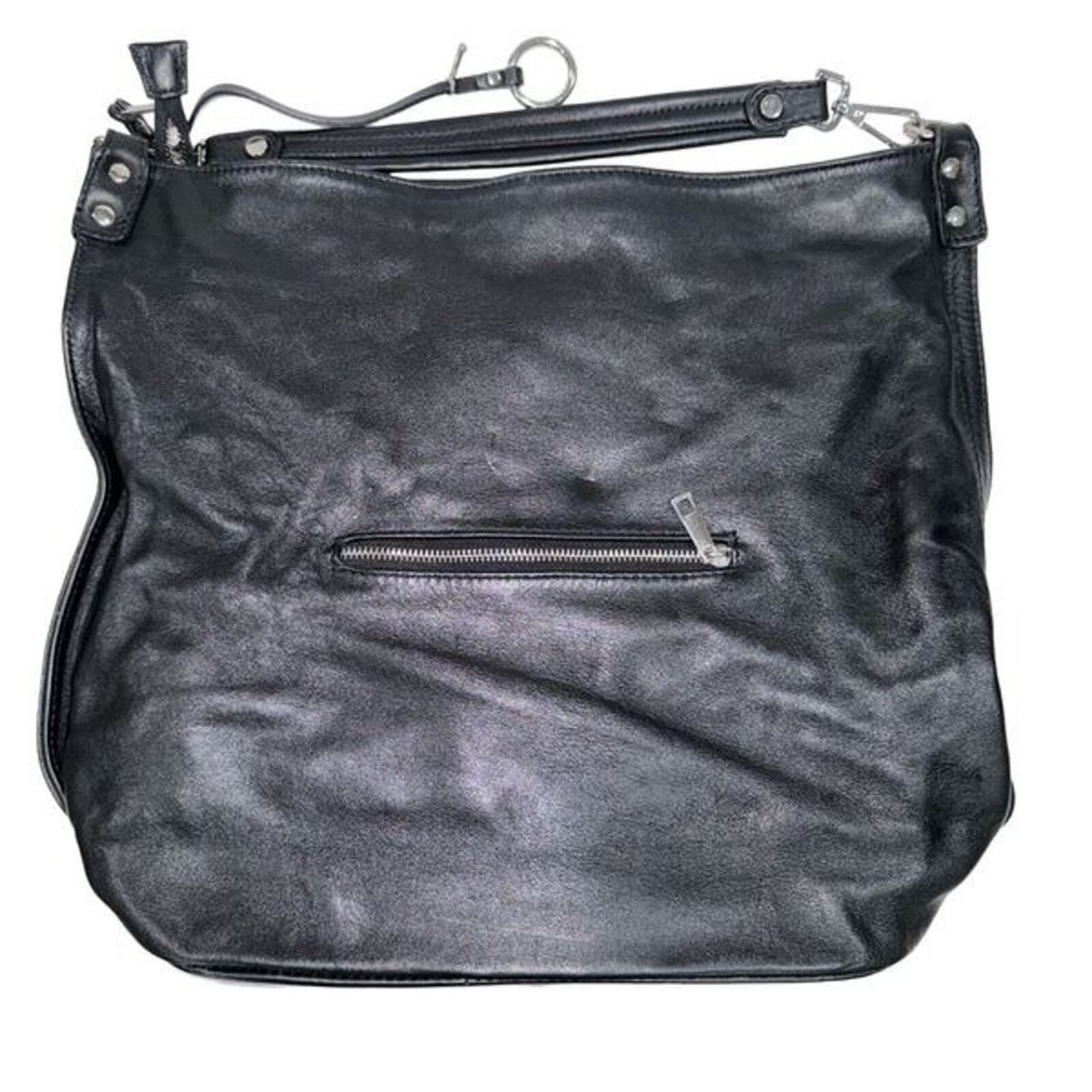 Giani Conti Black Leather Large Shoulder Bag Concealed Carry Silver ...