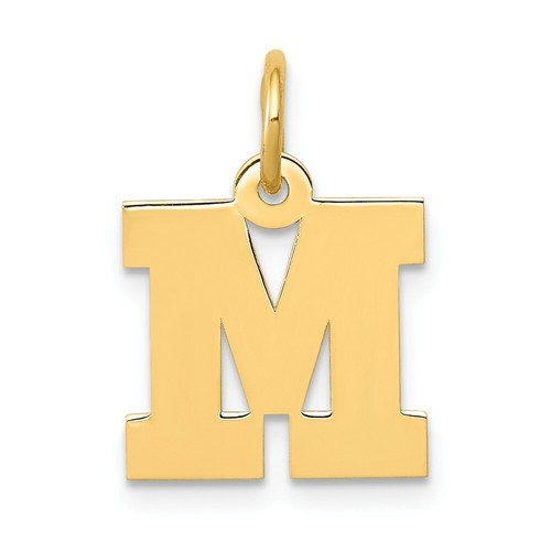 14k 14kt Yellow Gold Small Block Initial M Charm PENDANT 18 mm X 10-12 ...