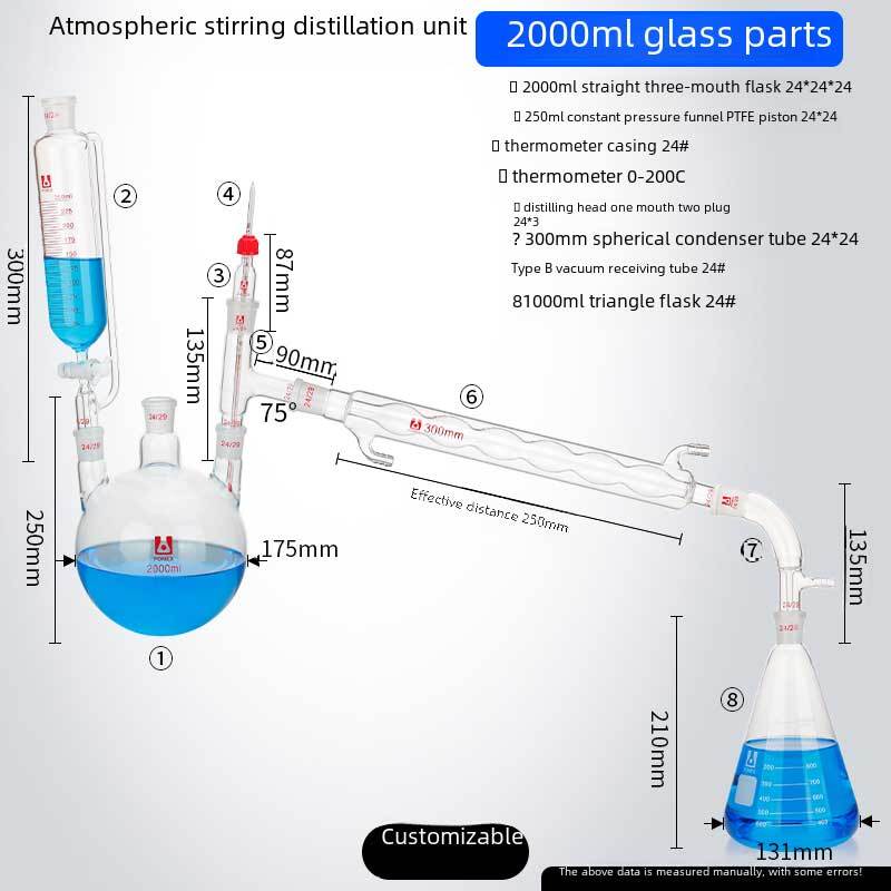 Complete Distillation Glassware Set: Flask, Condenser, Funnel - 500 ...