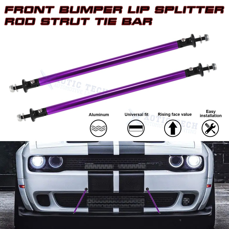 Purple Alloy 7.87'' Front Bumper Lip Splitter Strut Rod Tie Support Bar ...