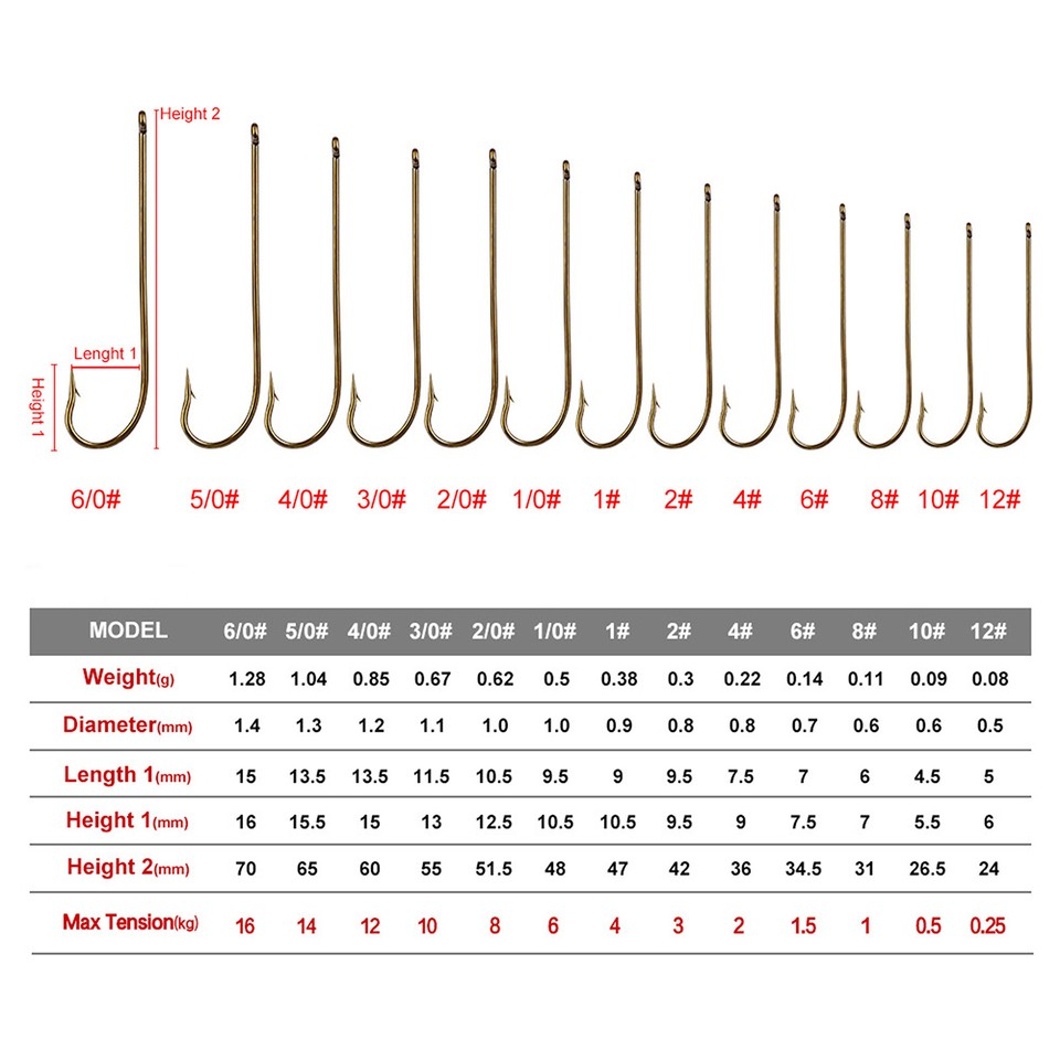 50/100pcs Long Shank Fishing Hooks Aberdeen Hooks Light Wire Offset ...