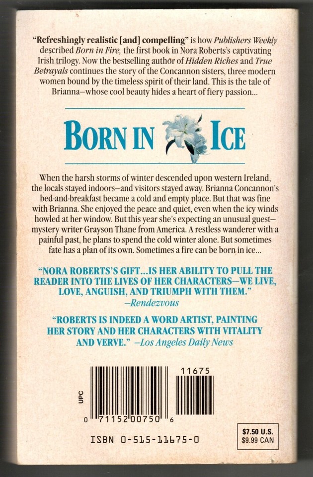 Born In Ice Contemporary Romance Paperback Book by Nora Roberts Jove ...