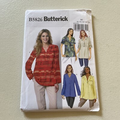 Butterick B5826 Misses Womens Top Blouse Sizes 8-10-12-14-16 Uncut | eBay