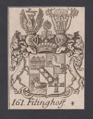 1750 - Fitinghoff Coat of Arms Vapen Genealogy Heraldry Copperplate ...