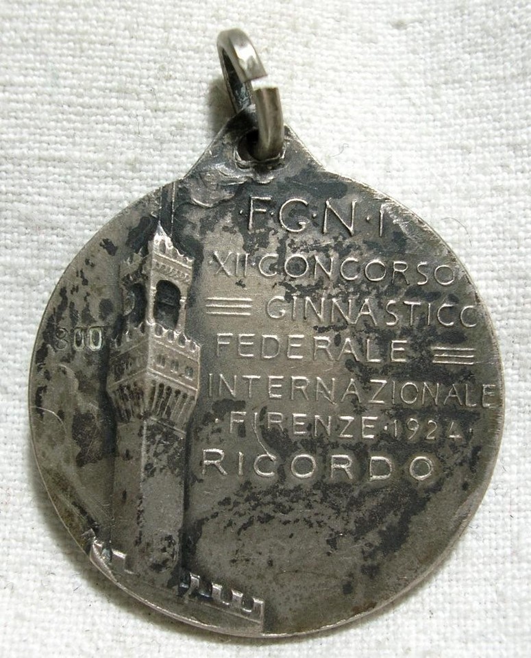 WW2 ITALY SILVER 800 MEDAL MEDAGLIA FGNI CONCORSO FEDERALE FIRENZE 1924 ...