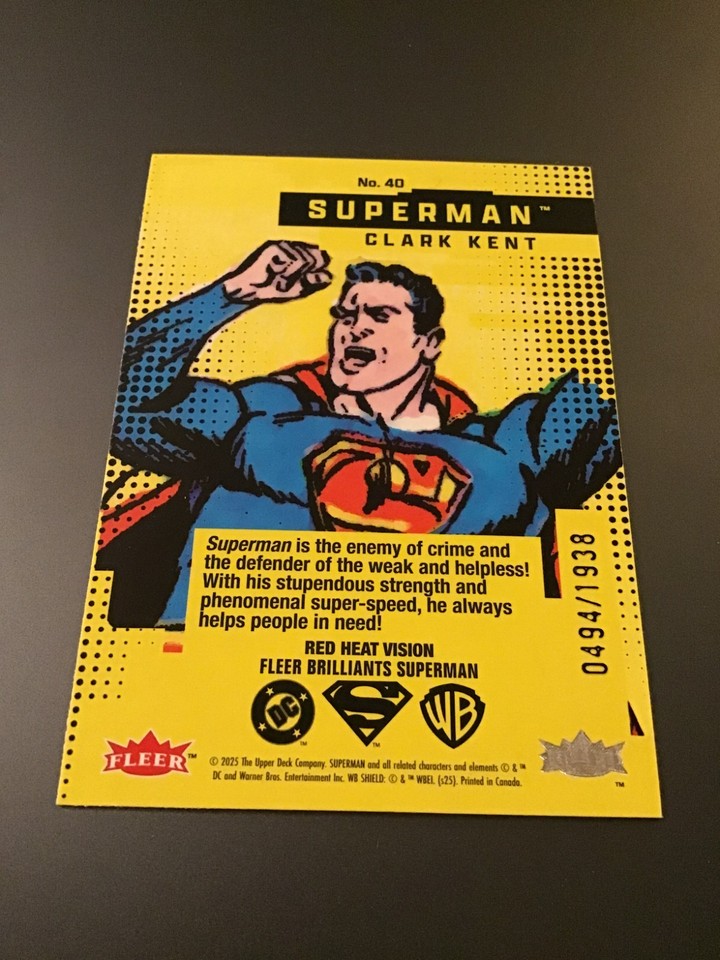 2025 Fleer Brilliants Superman #40 Superman (Clark Kent) Red Heat ...