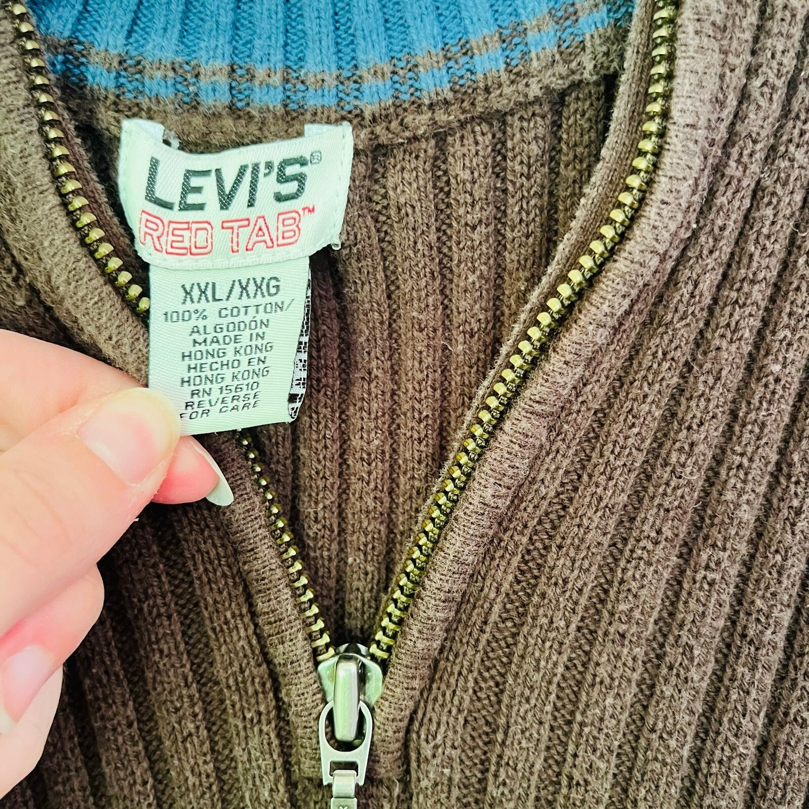 Vintage Y2K Levi's Red Tab Ribbed Quarter Zip Pullove… - Gem