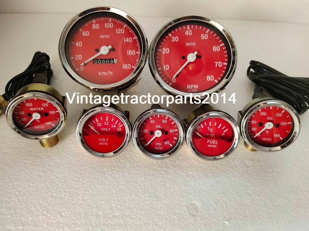 Smiths Kit 52mm Temp Oil Temp Oil Fuel Volt Speedo +Tacho 100 MM Red ...