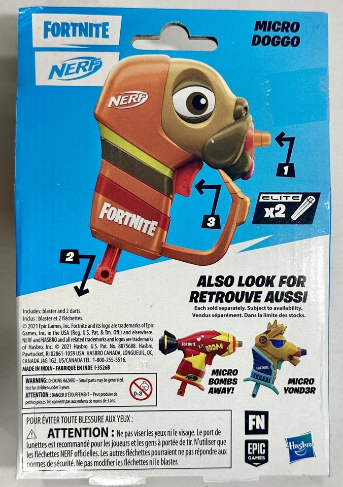 NERF Fortnite Mirco Doggo Dart Gun Microshots Blaster Hasbro Epic Games ...