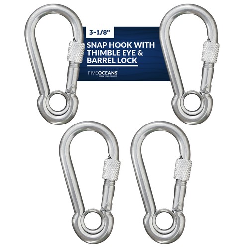 Snap Hook with Thimble Eye & Barrel Lock, 3-1/8 inches (4-Pack) FO455 ...
