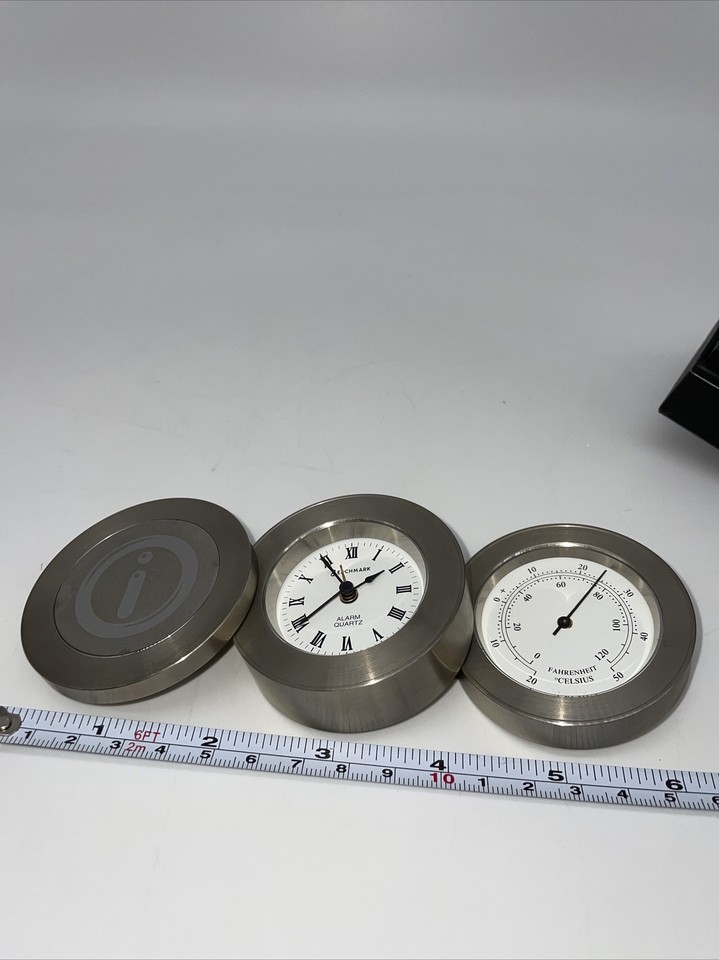 Benchmark Clock Thermometer Silver Tone The Sterling Trio Collection ...