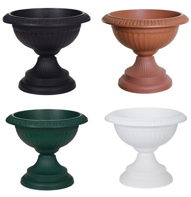 Grecian Pots Urn Planter Plant Flower Pot 42cm Round Plastic Base Home ...