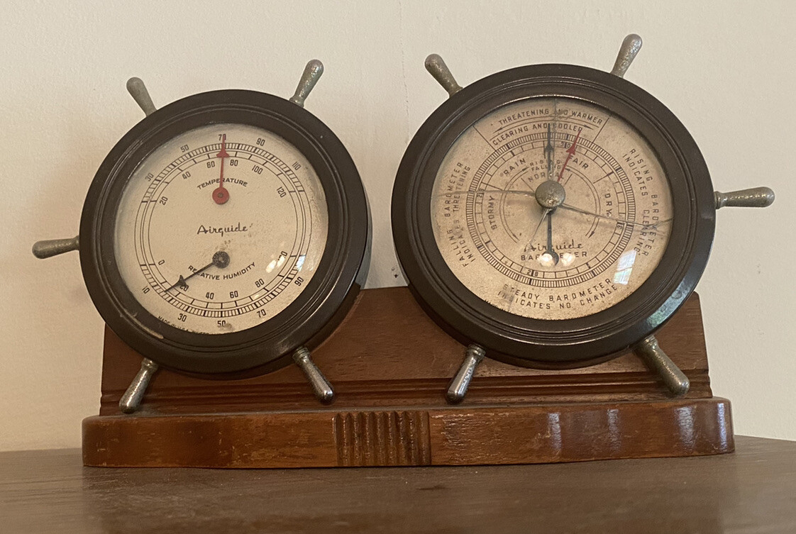 VTG Airguide Nautical Ship Wheel Weather Station Thermometer Humidity ...