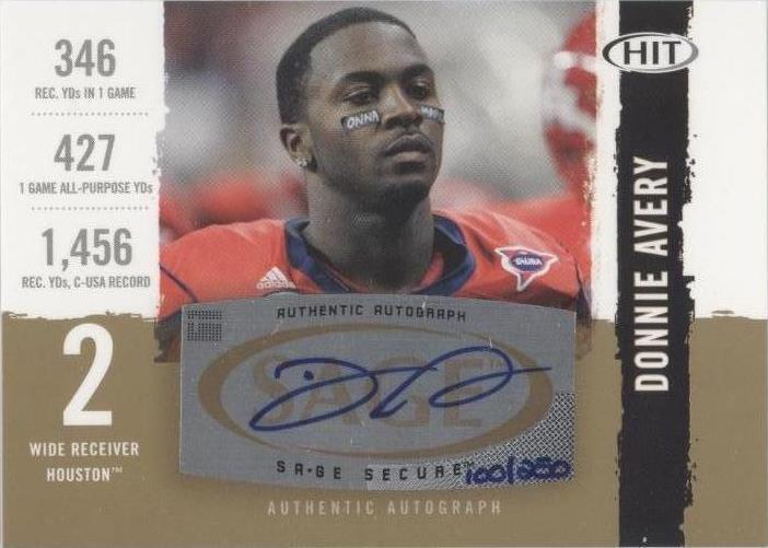 2008 SAGE Hit - Autographs Donnie Avery #A98 Gold /250 (AU, RC) for ...