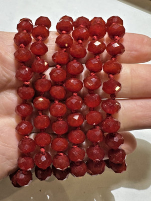 Flapper Red Cherry Faceted Crystal Glass Bead Knotted 43" Necklace | eBay