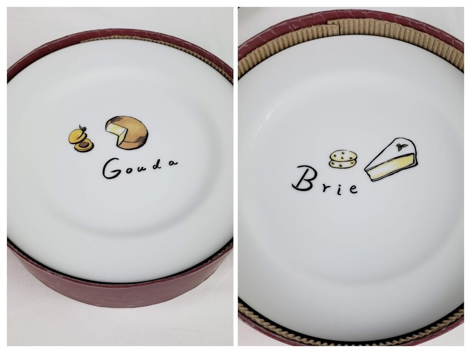 Pottery Barn Cheese Cocktail Plates 7.5" Ceramic Gift Set 4 Salad ...