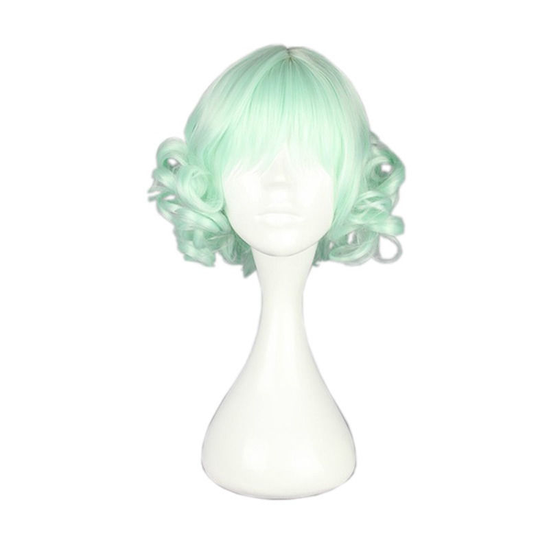 New Fashion Ice Green Short Curly Cosplay Women Lady Hair Wig Full Wigs ...