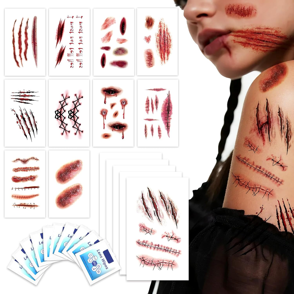 Professional Zombie Film SFX Makeup Kit - Large 3D Fake Scars Blood ...